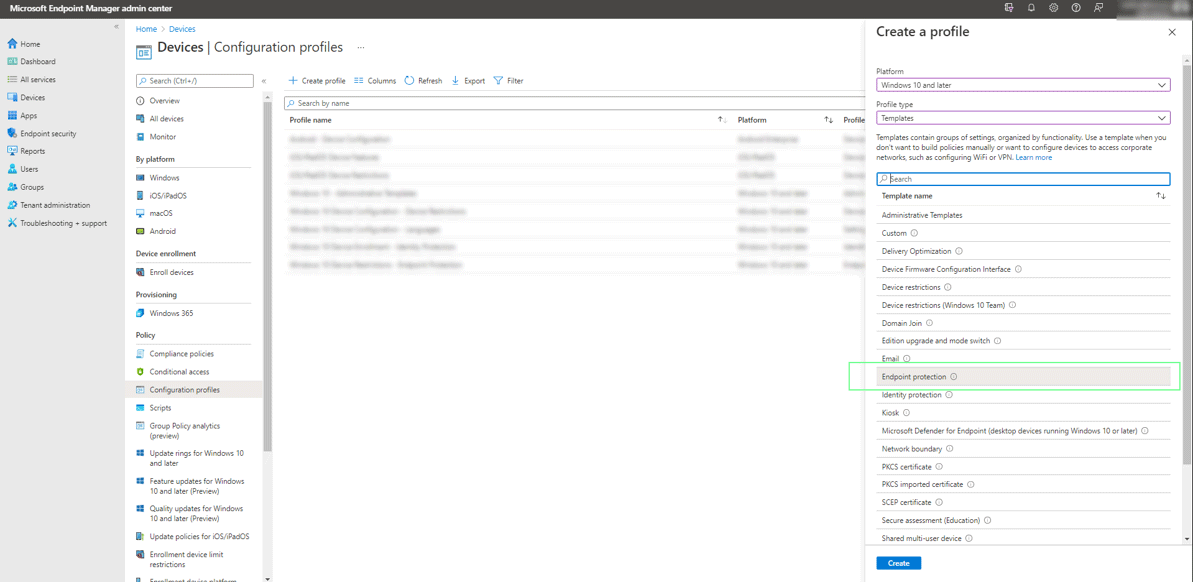 Habilitar protección de Red desde Intune - ICM